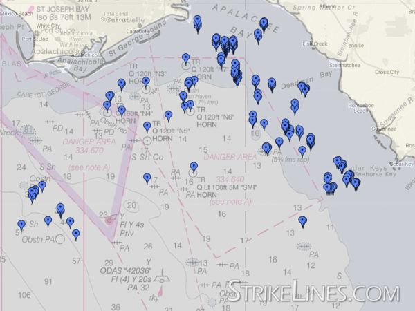 Gulf of Mexico Oil Rig Platforms & Pipelines – StrikeLines Fishing Charts