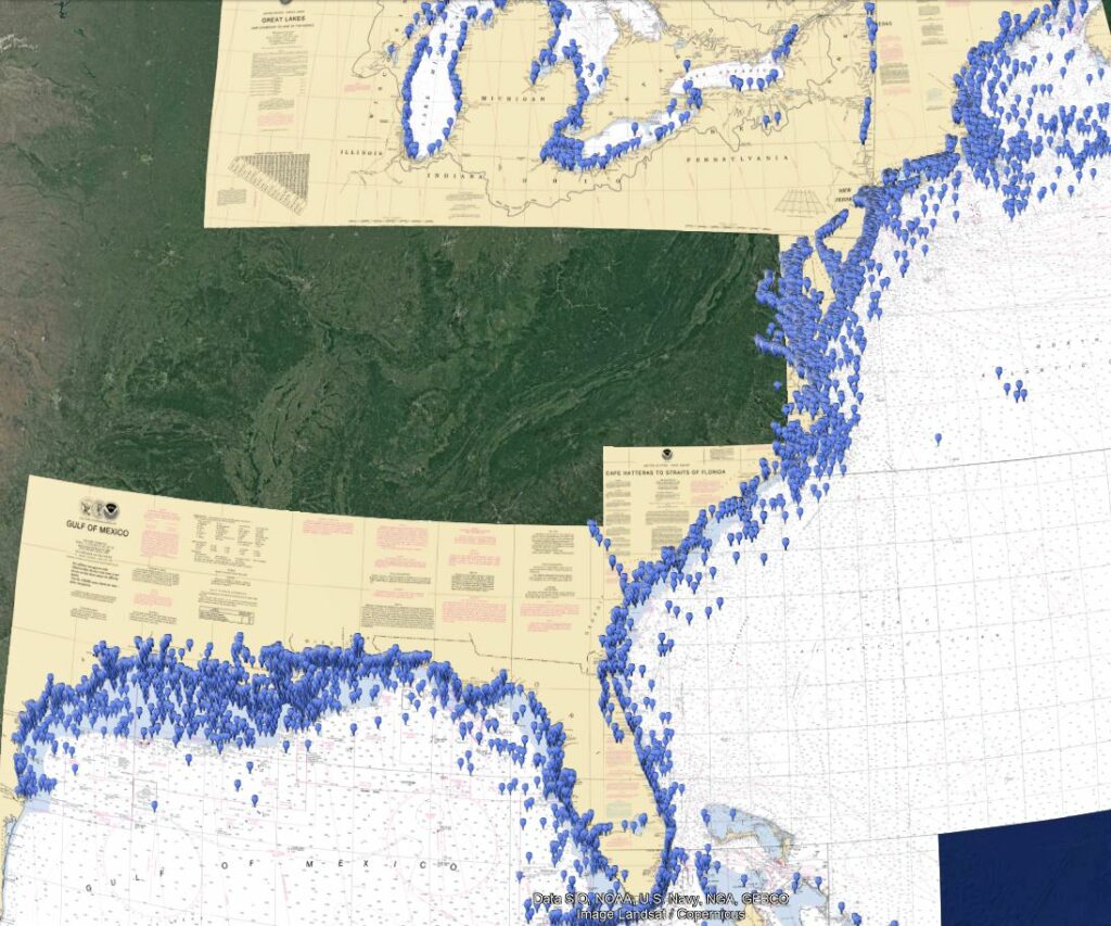 NOAA ENC Wrecks for Fishing and Diving – StrikeLines Fishing Charts