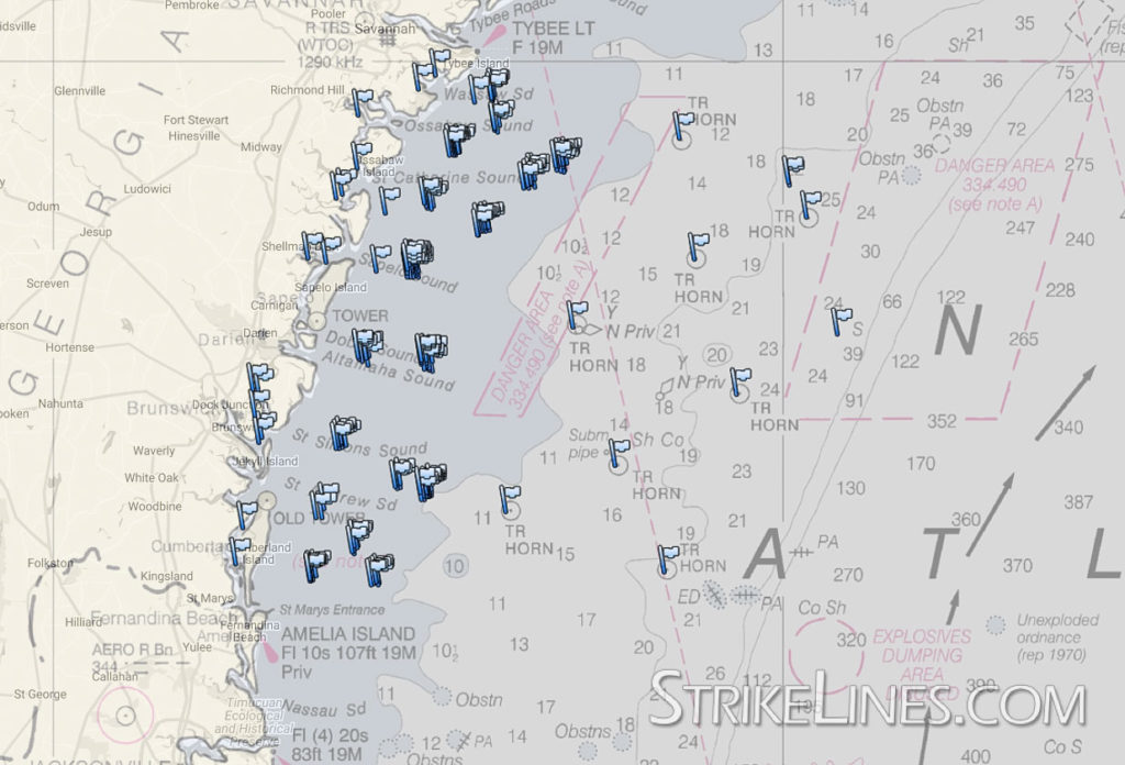 Georgia Public Reefs – StrikeLines Fishing Charts